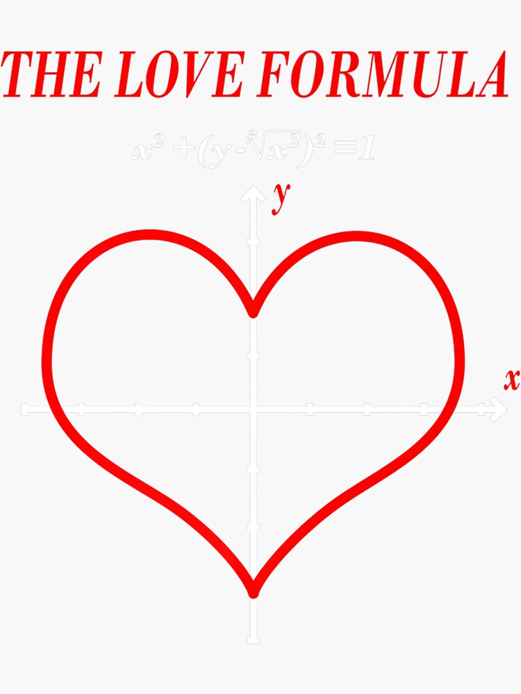 Pegatina «LA FÓRMULA DEL AMOR MATEMÁTICAS DÍA DE SAN VALENTÍN DIVERTIDO ...