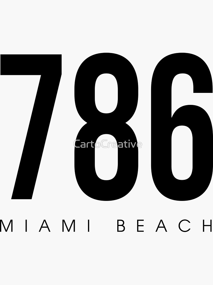 "Miami Beach, FL - 786 Area Code" Sticker for Sale by CartoCreative ...
