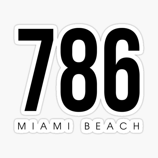 "Miami Beach, FL - 786 Area Code" Sticker for Sale by CartoCreative ...