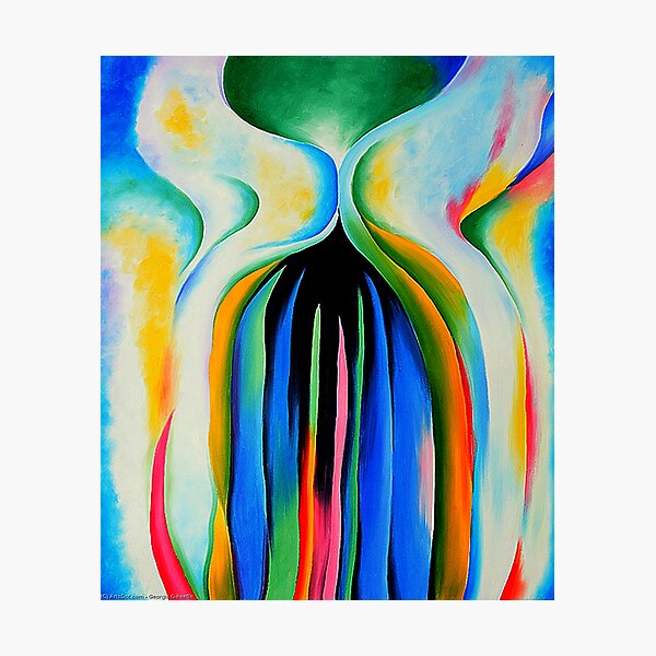 Lámina fotográfica «Línea gris con arte negro, azul y amarillo de la ...