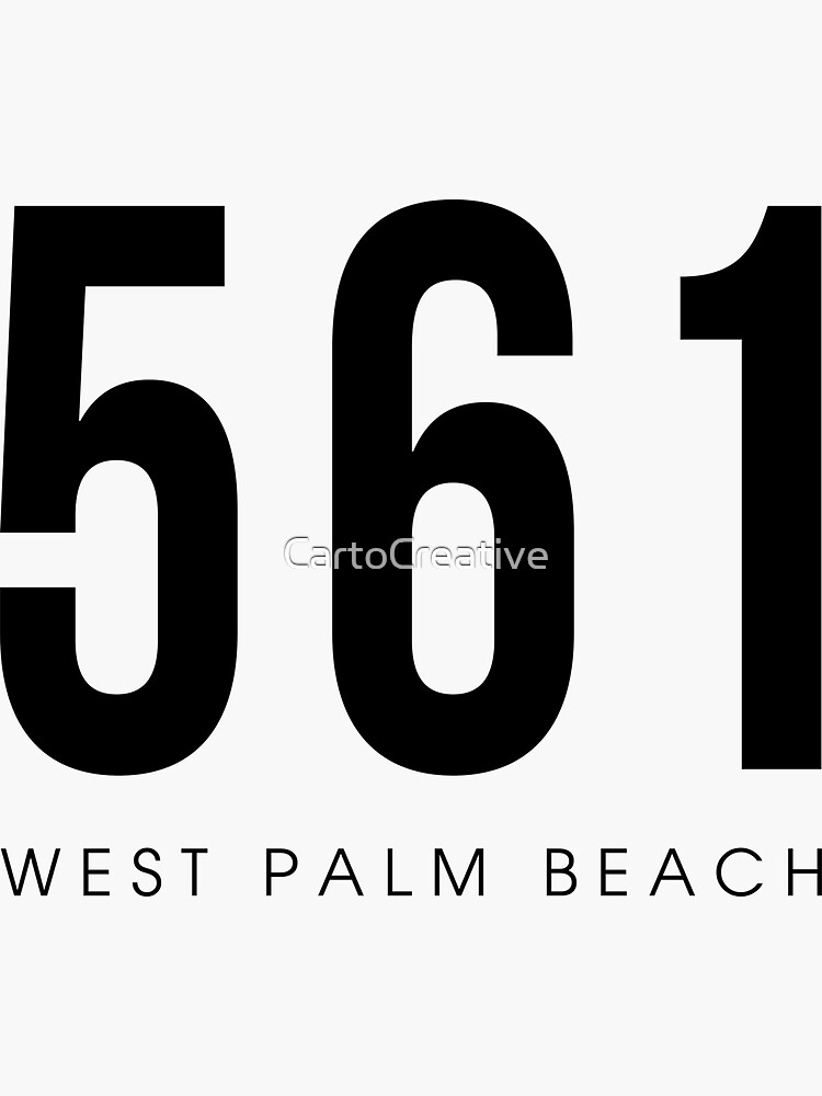 "West Palm Beach, FL - 561 Area Code" Sticker for Sale by CartoCreative ...