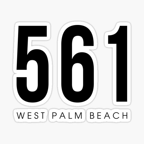 "West Palm Beach, FL - 561 Area Code" Sticker for Sale by CartoCreative ...