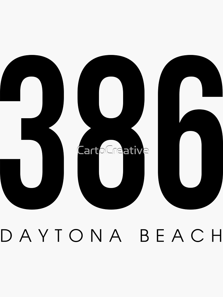 "Daytona Beach, FL - 386 Area Code" Sticker by CartoCreative | Redbubble
