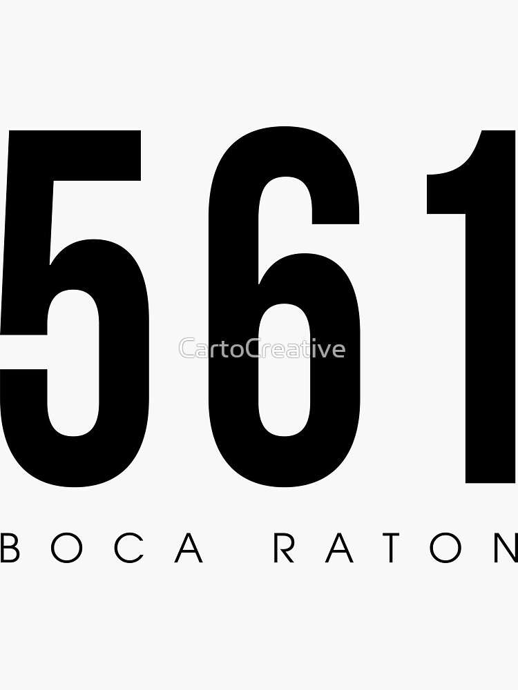 "Boca Raton, FL - 561 Area Code" Sticker for Sale by CartoCreative ...
