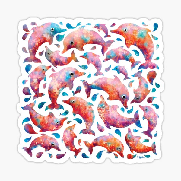 "Splashy Pink Dolphins" Sticker for Sale by karin | Redbubble