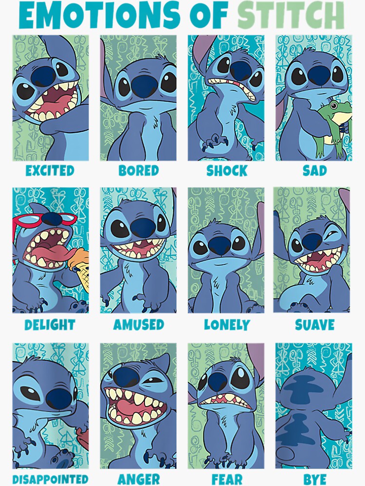 "Emotions Of Stitch" Sticker for Sale by GarzaUSArt | Redbubble