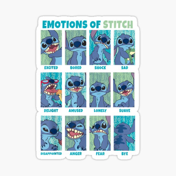 "Emotions Of Stitch" Sticker for Sale by GarzaUSArt | Redbubble