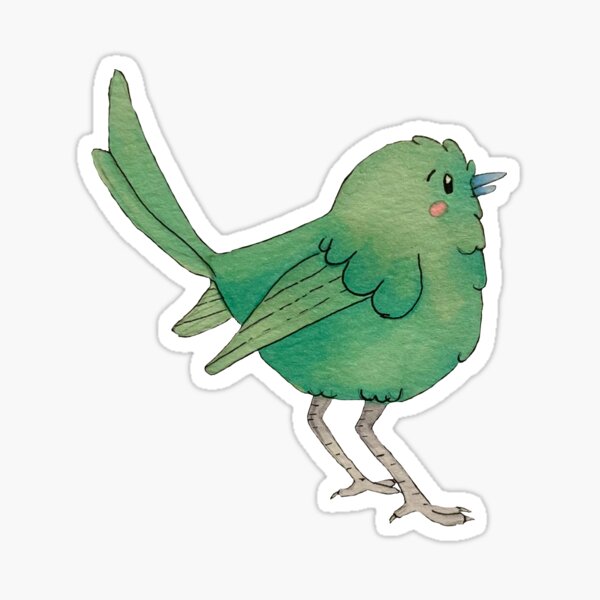 "Cute Green Bird Illustration " Sticker for Sale by NikaIllustrates ...
