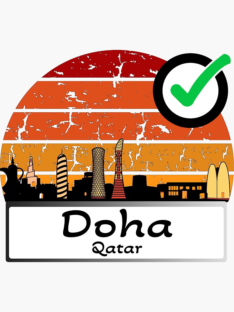 "Doha Qatar skyline vintage Color 2" Sticker for Sale by WhereIsTravis ...