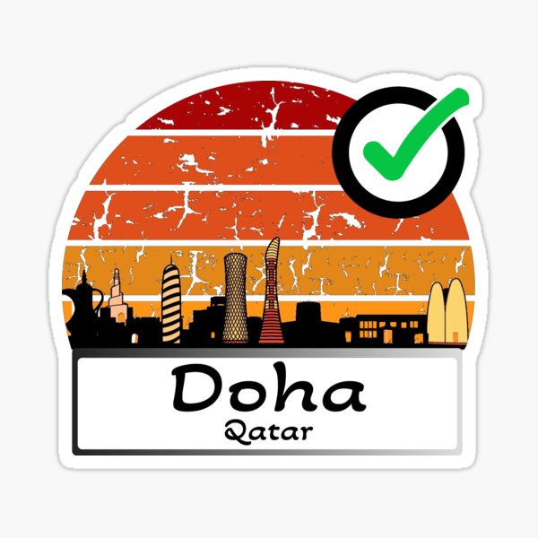 "Doha Qatar skyline vintage Color 2" Sticker for Sale by WhereIsTravis ...