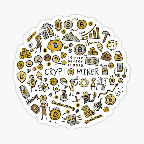 "Bitcoin, cryptocurrency and blockchain technology" Sticker for Sale by ...