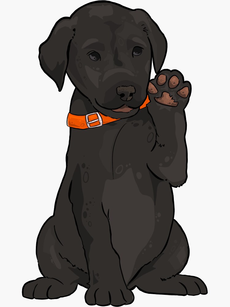 "Black Lab Puppy Waving" Sticker for Sale by PumpkinChum | Redbubble