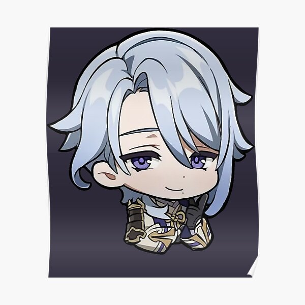 Póster «Envolvente personaje acuático Chibi Ayato Smirk Smile Genshin ...