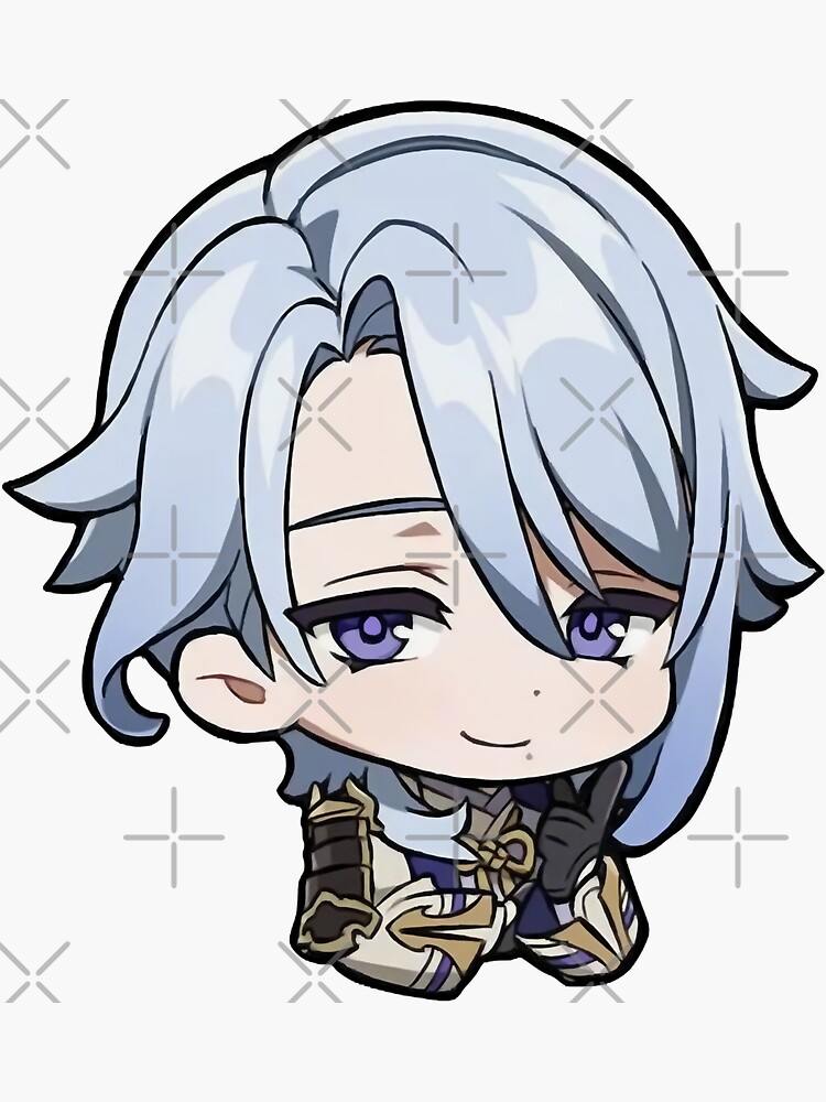 Pegatina «Envolvente personaje acuático Chibi Ayato Smirk Smile Genshin ...