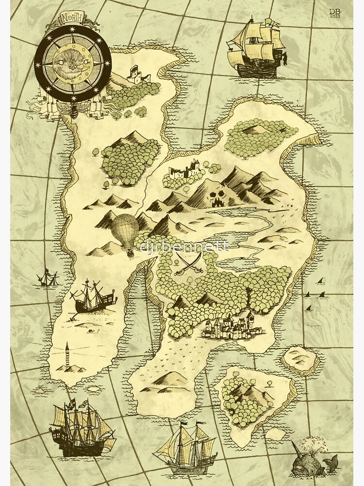 "Treasure Map" Sticker by djrbennett | Redbubble