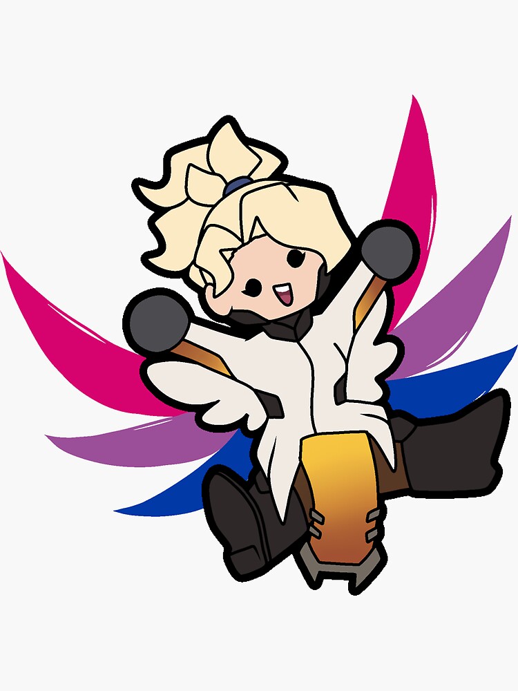"Chibi Bi Pride Mercy" Sticker for Sale by SoftBlueBird | Redbubble