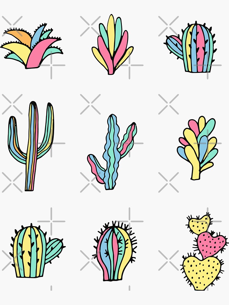 Cacti Sticker Red Bubble Cactus Sticker | Doodlecorn