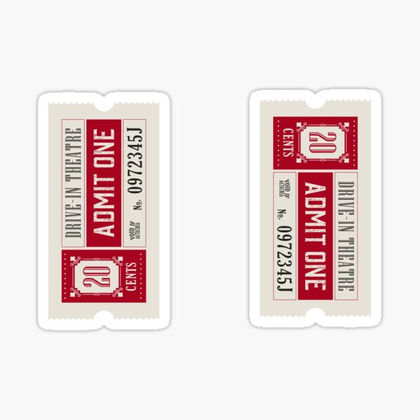 "Drive-in Theatre Ticket" Sticker for Sale by BRAINWASH | Redbubble