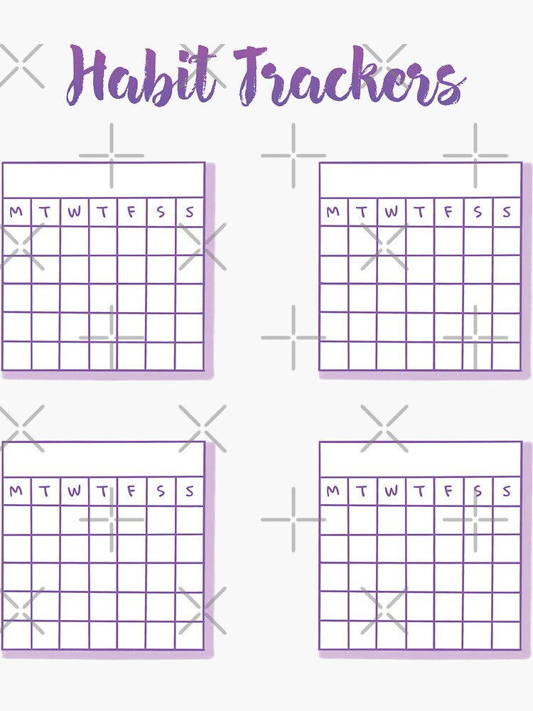 "Purple Monthly Habit Trackers for Bullet Journals" Sticker for Sale by ...