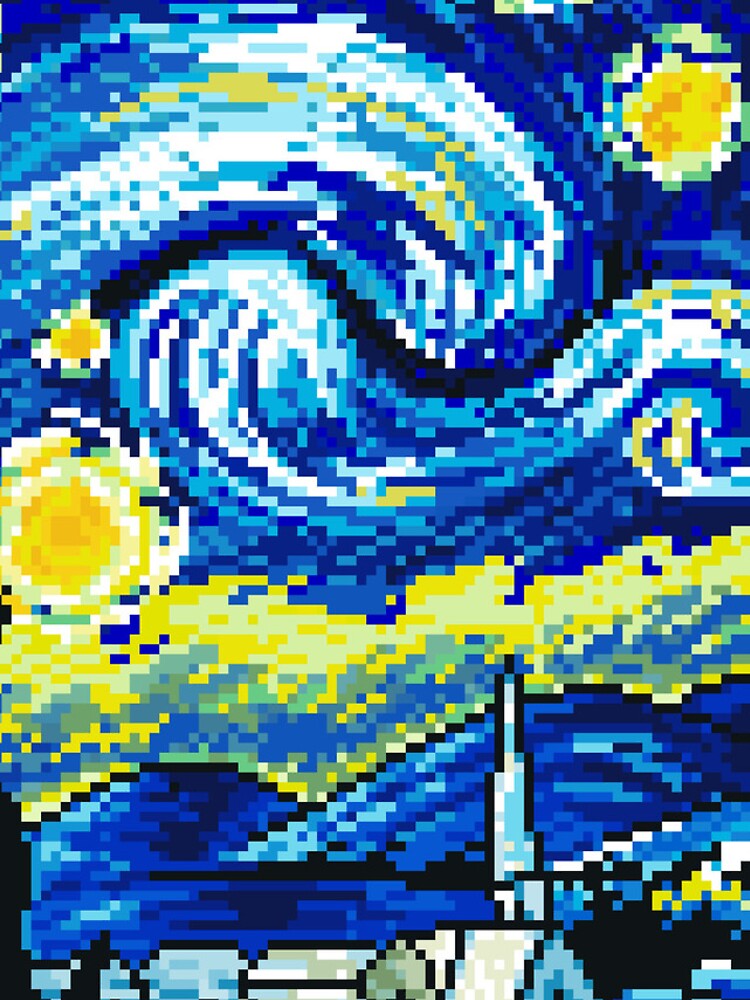 "Pixel art of The Starry Night" iPhone Case for Sale by thepixelbenny | Redbubble