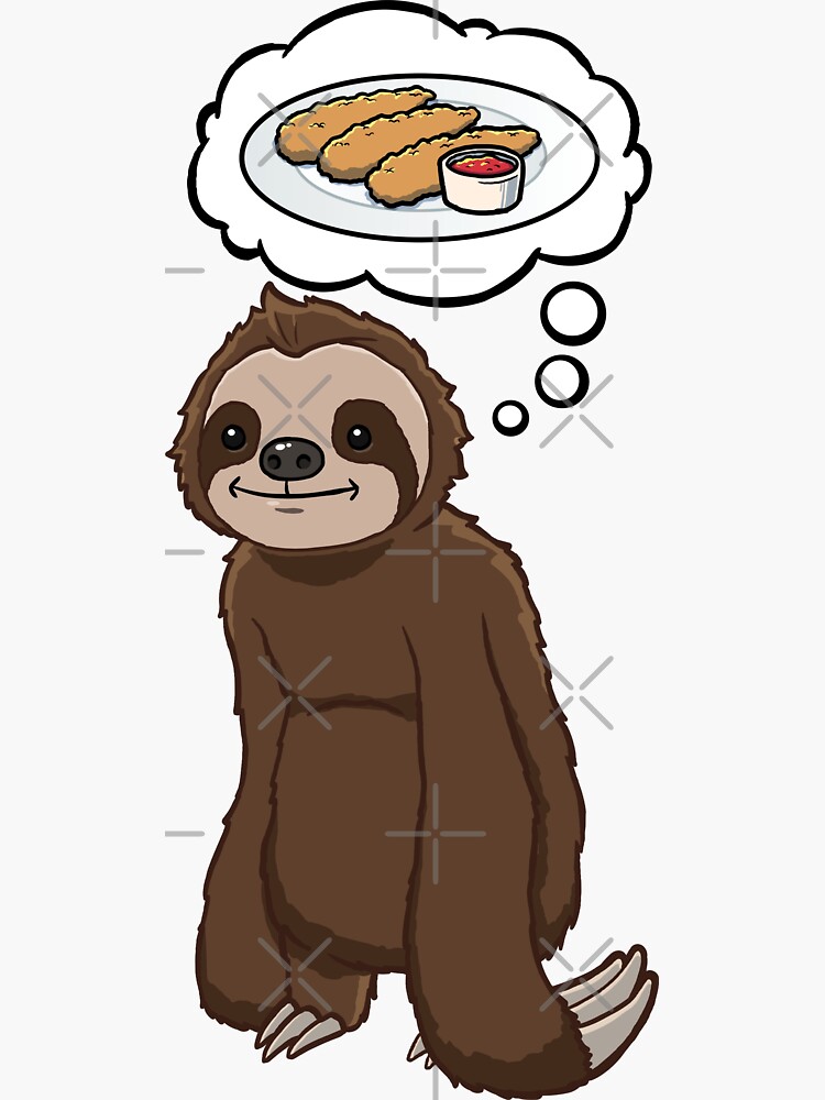 "Sloth thinking about eating chicken tenders" Sticker for Sale by ...