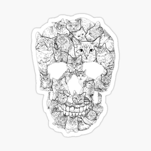 "Cat Skull Kitty Skeleton Halloween Costume" Sticker for Sale by ...