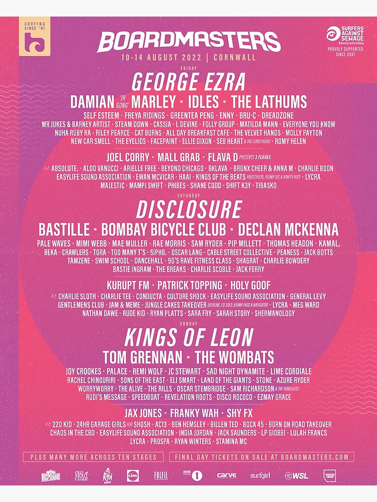 2022 boardmasters festival lineup Premium Matte Vertical Poster sold by Graham Wilson | SKU ...