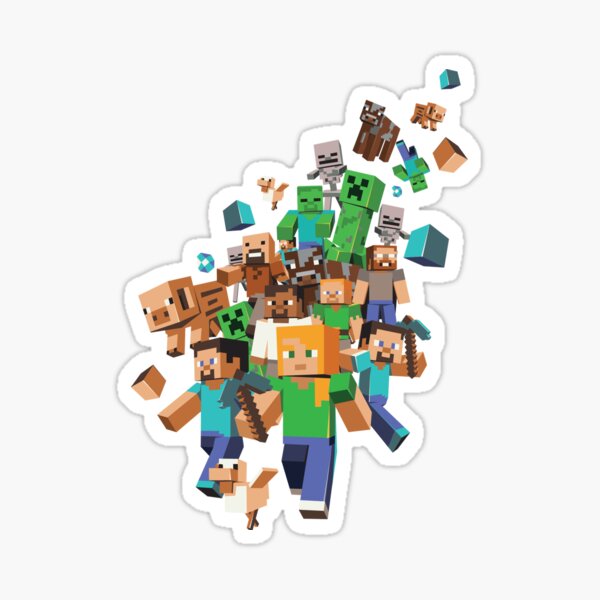 Pegatina «El diseño de minecraft con animales de minecraft y personajes ...