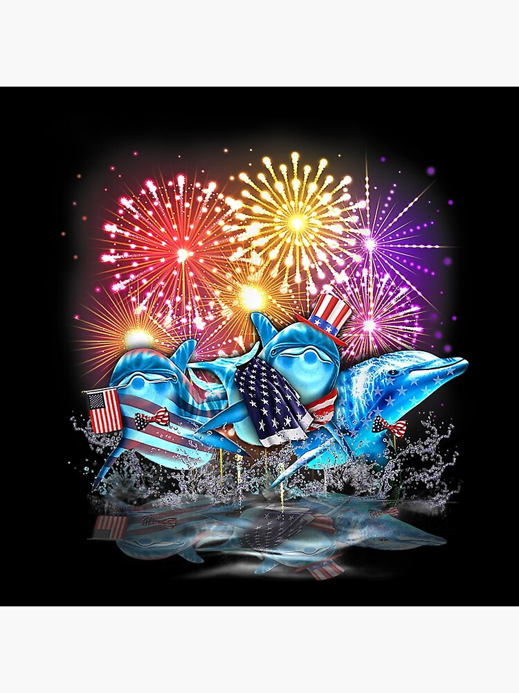 "Dolphin Patriotic American Flag Fireworks 4th Of July" Poster for Sale ...