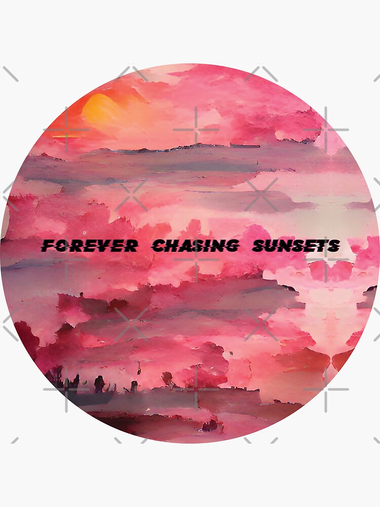 "Pink Sunset Painting - Forever Chasing Sunsets" Sticker for Sale by ...