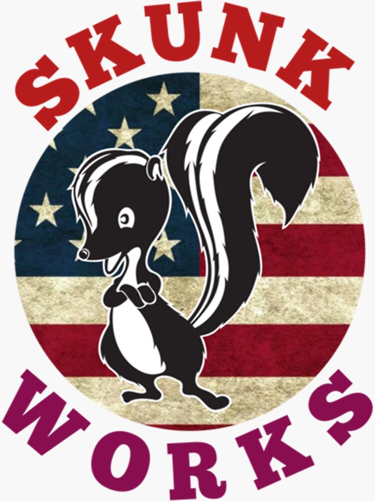 "Skunk works " Sticker for Sale by futureofflightP | Redbubble