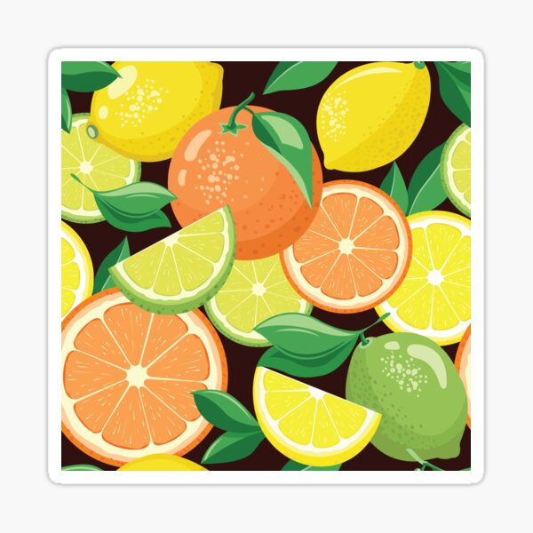 "Fresh And Cool. Citrus Fruits Pattern" Sticker for Sale by danikaVT ...