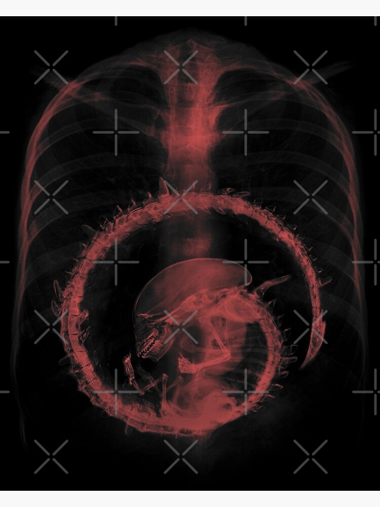 "Alien radiography v2, Alien X-ray v2, red" Poster by Arturo Vivó ...