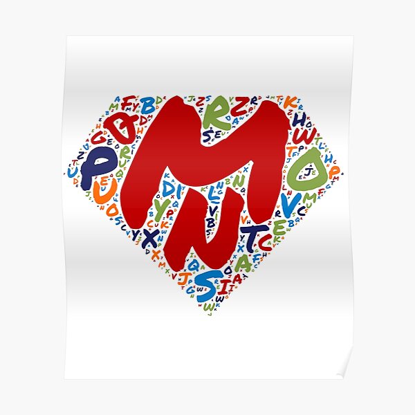 Póster «Super Letras Alfabeto Super Kiddo Hero Escudo Letra M» de ...