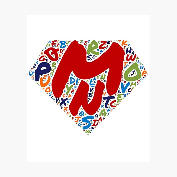 Lámina fotográfica «Super Letras Alfabeto Super Kiddo Hero Escudo Letra ...