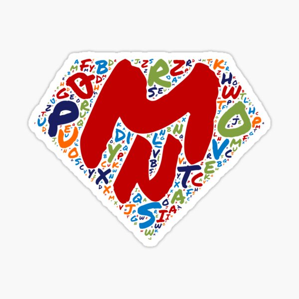 "Super Letters Alphabet Super Kiddo Hero Shield Letter M" Sticker for ...