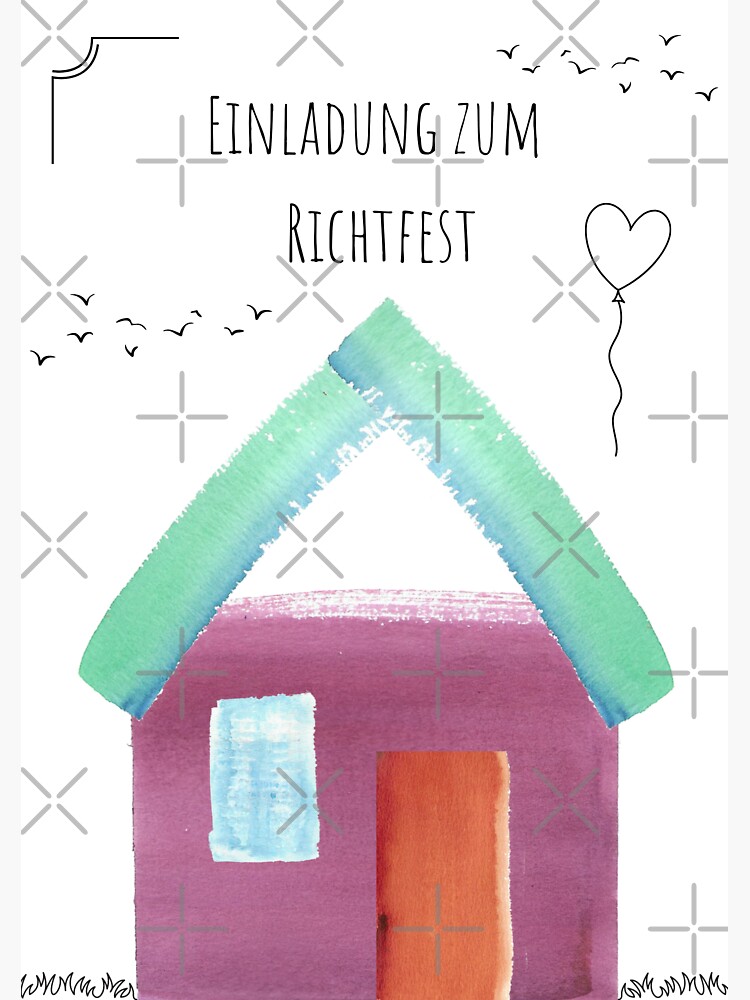 "Invitation to the topping-out ceremony, colorful house, diagram ...