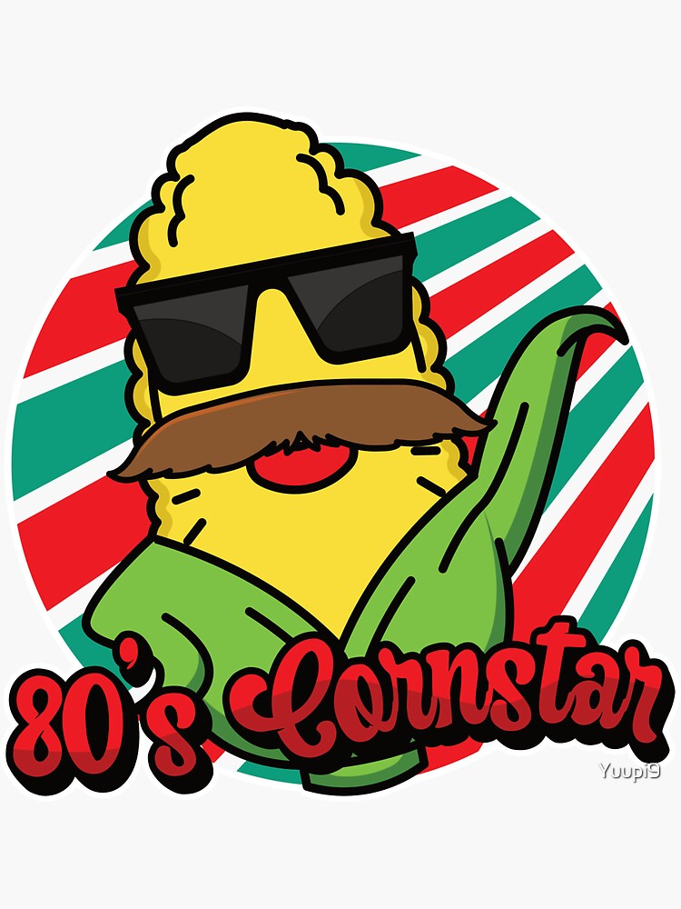 "80's Cornstar Eigthies Funny Mustache Corn " Sticker for Sale by ...
