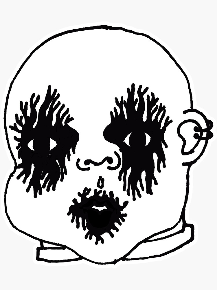 "baby doll head with corpse paint" Sticker for Sale by spitbone | Redbubble