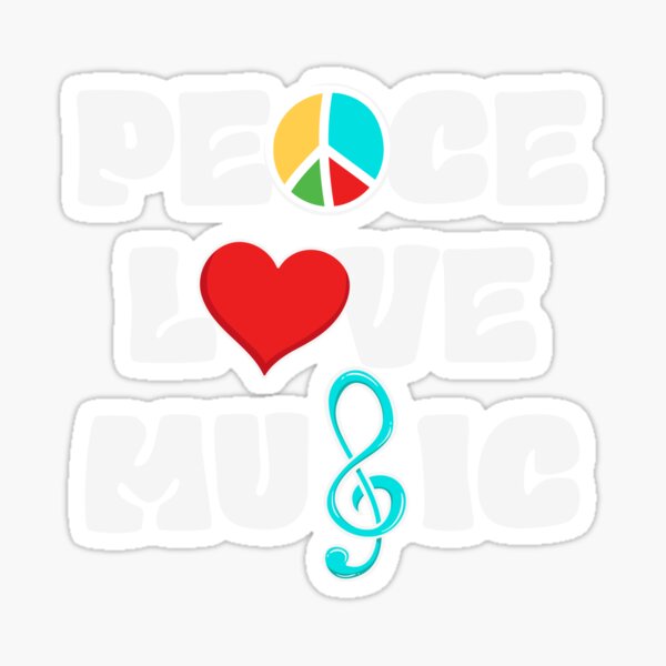 "Peace Love Music - Peace Sign Heart and Treble Clef" Sticker for Sale ...