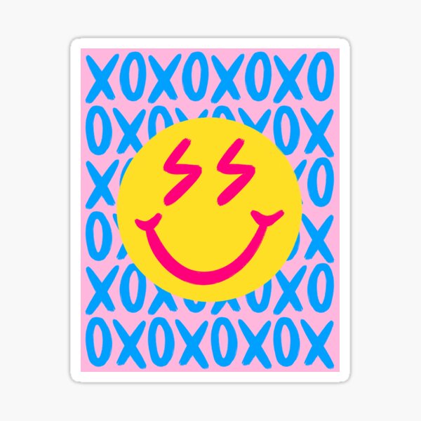 "XOXO Lightning Bolt Smiley Face " Sticker for Sale by mollsdesignss ...