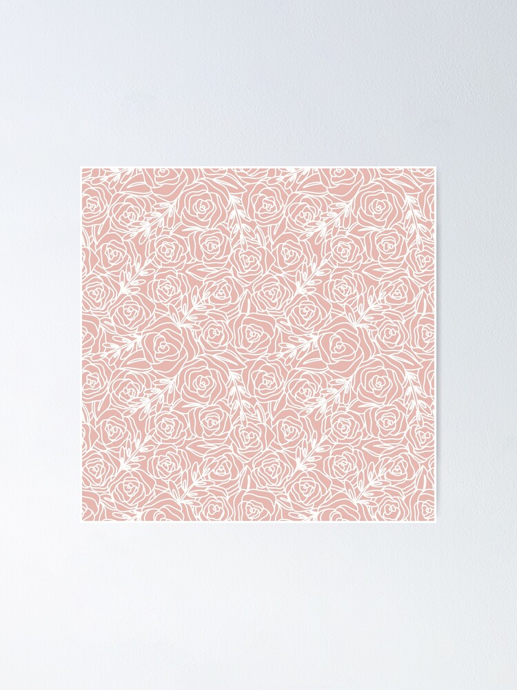 "Dusty pink roses line drawing" Poster for Sale by EmilyDesignCo ...