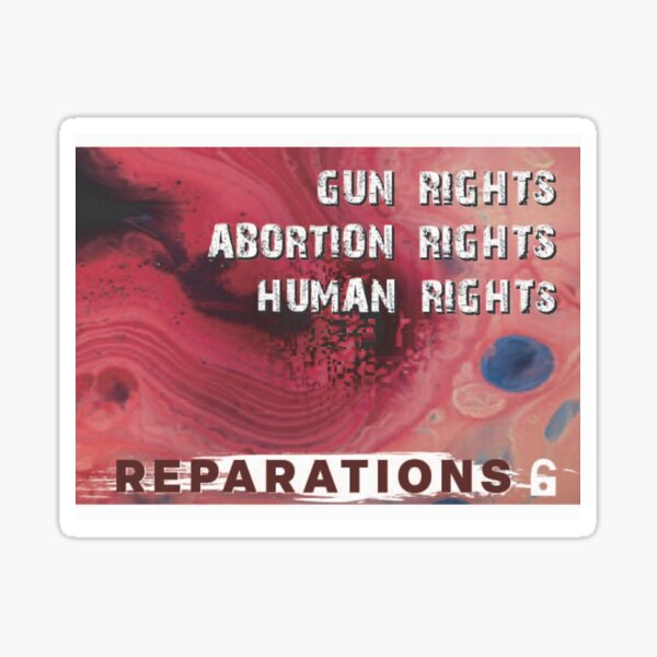 "Gun rights abortion rights human rights reparations" Sticker for Sale ...