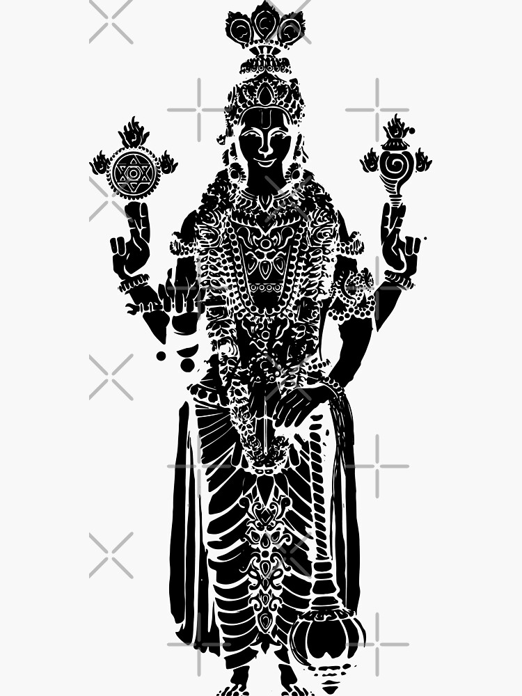 "Lord Vishnu silhouette t-shirt " Sticker for Sale by kartickdutta101 ...