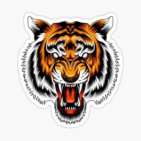 "Angry Tiger" Sticker for Sale by LunarLividity | Redbubble