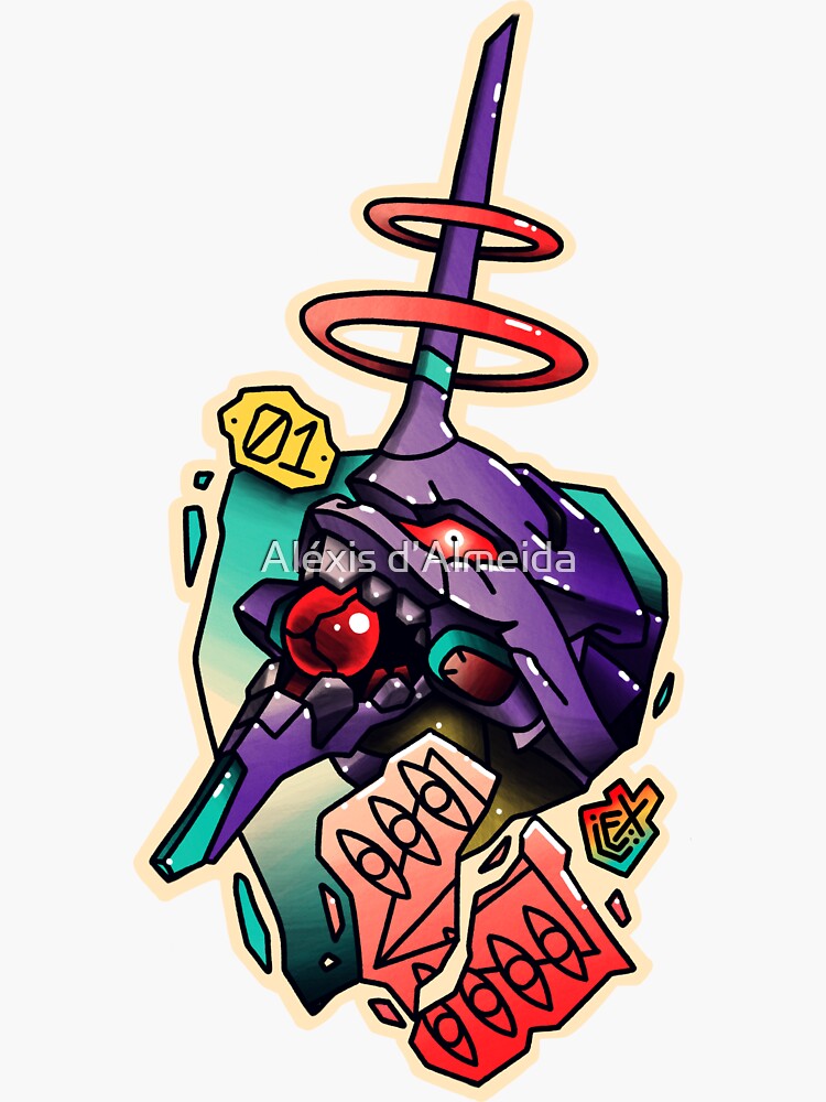 "ZERO ONE | Unit 01 berserk | Modern traditional tattoo style" Sticker ...