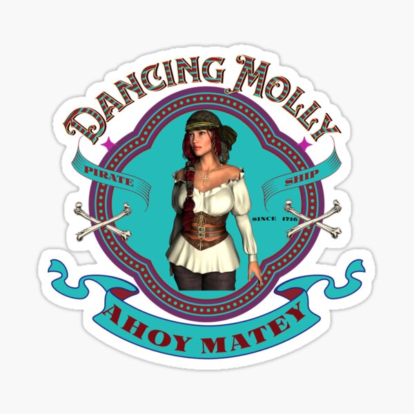 "Dancing Molly Pirate Ship Blue" Sticker for Sale by Emeris | Redbubble