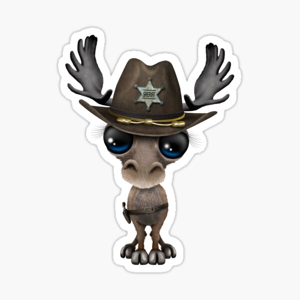 "Cute Baby Moose Sheriff" Sticker by JeffBartels | Redbubble