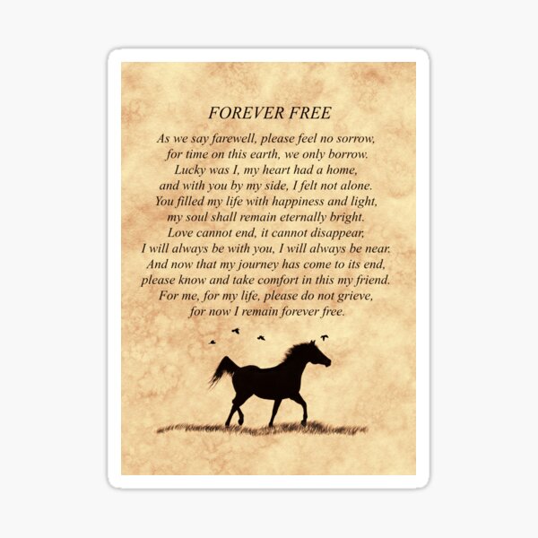 "Horse Sympathy Condolences Spiritual Poem Forever Free by Stephanie ...