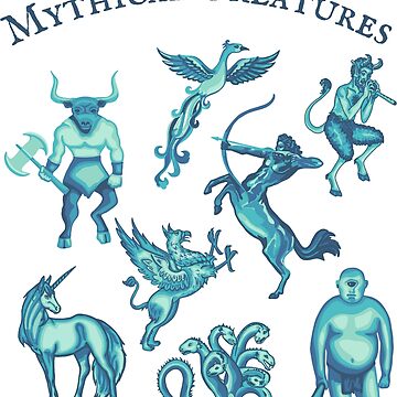 "Mythical Creatures Sticker Pack and All Over Print" Sticker for Sale ...